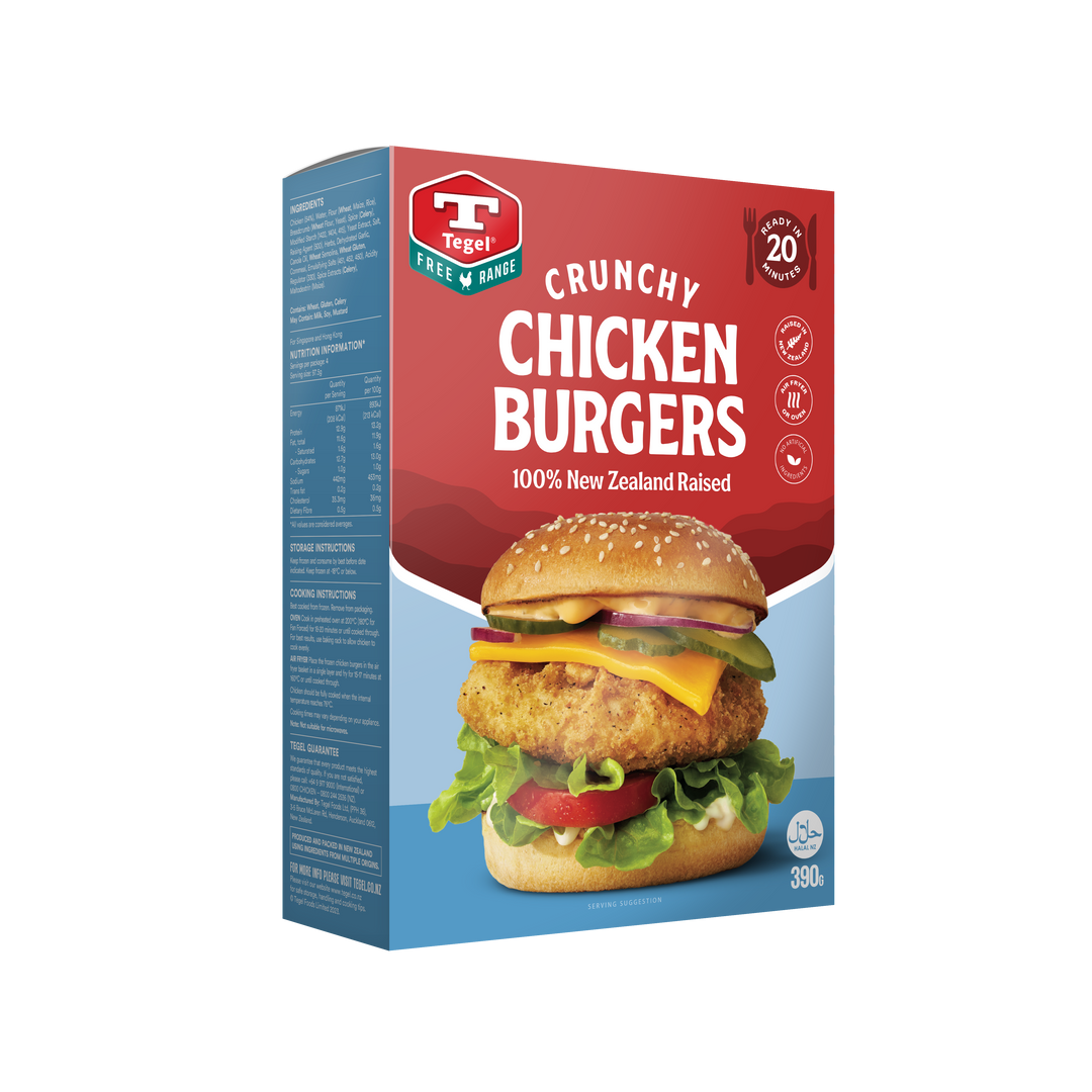 Tegel | Free Range Crunchy Chicken Burgers | 390g – Hen Tick Foods